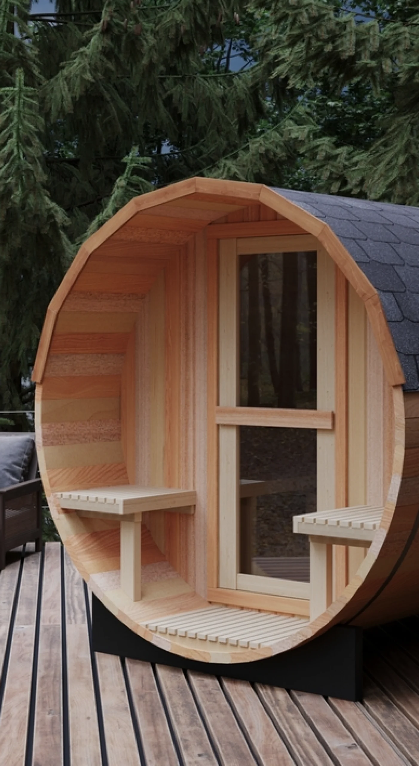 Exklusive Fasssaunas und Premium Saunas aus Fichtenholz